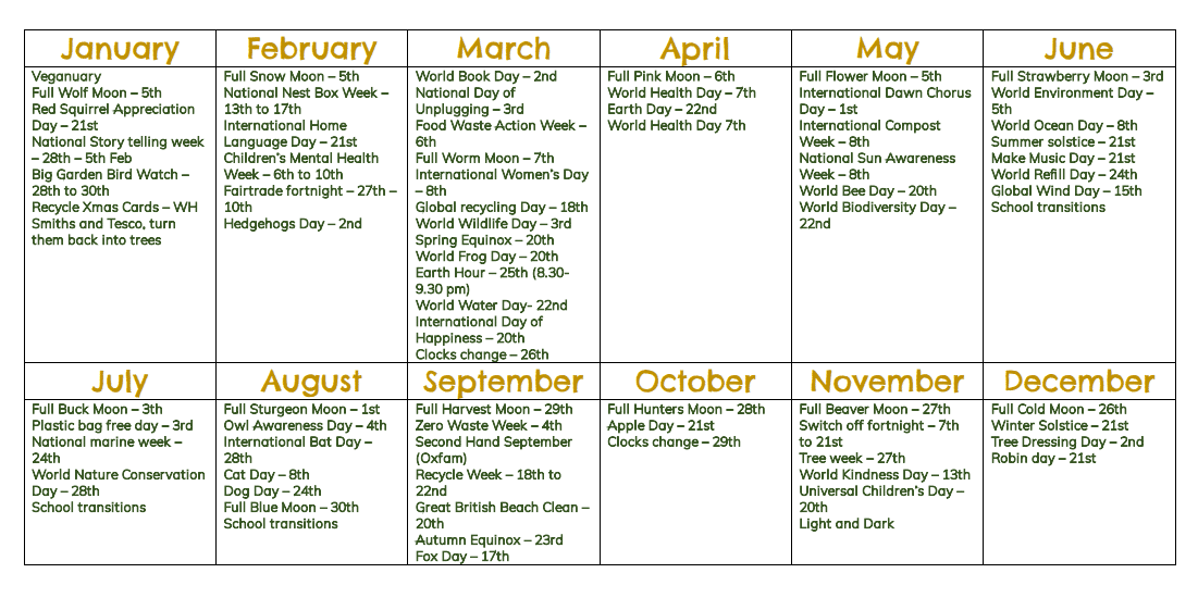 Young Friends Nature Calendar - Young Friends